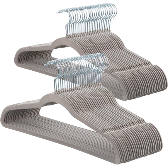 Velvet Hangers - 50 Pack, Grey Slim Felt Hangers with 360 Swivel Hook ...