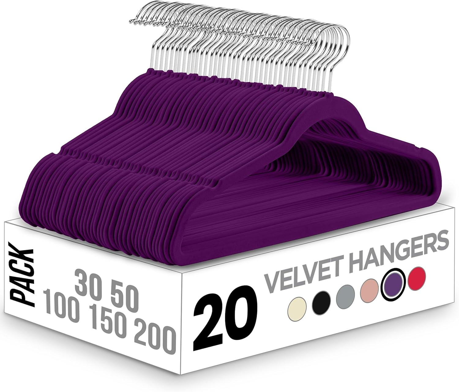 Velvet Hangers 50 Pack - Non-Slip Clothes Hanger Black with 360 Degree ...