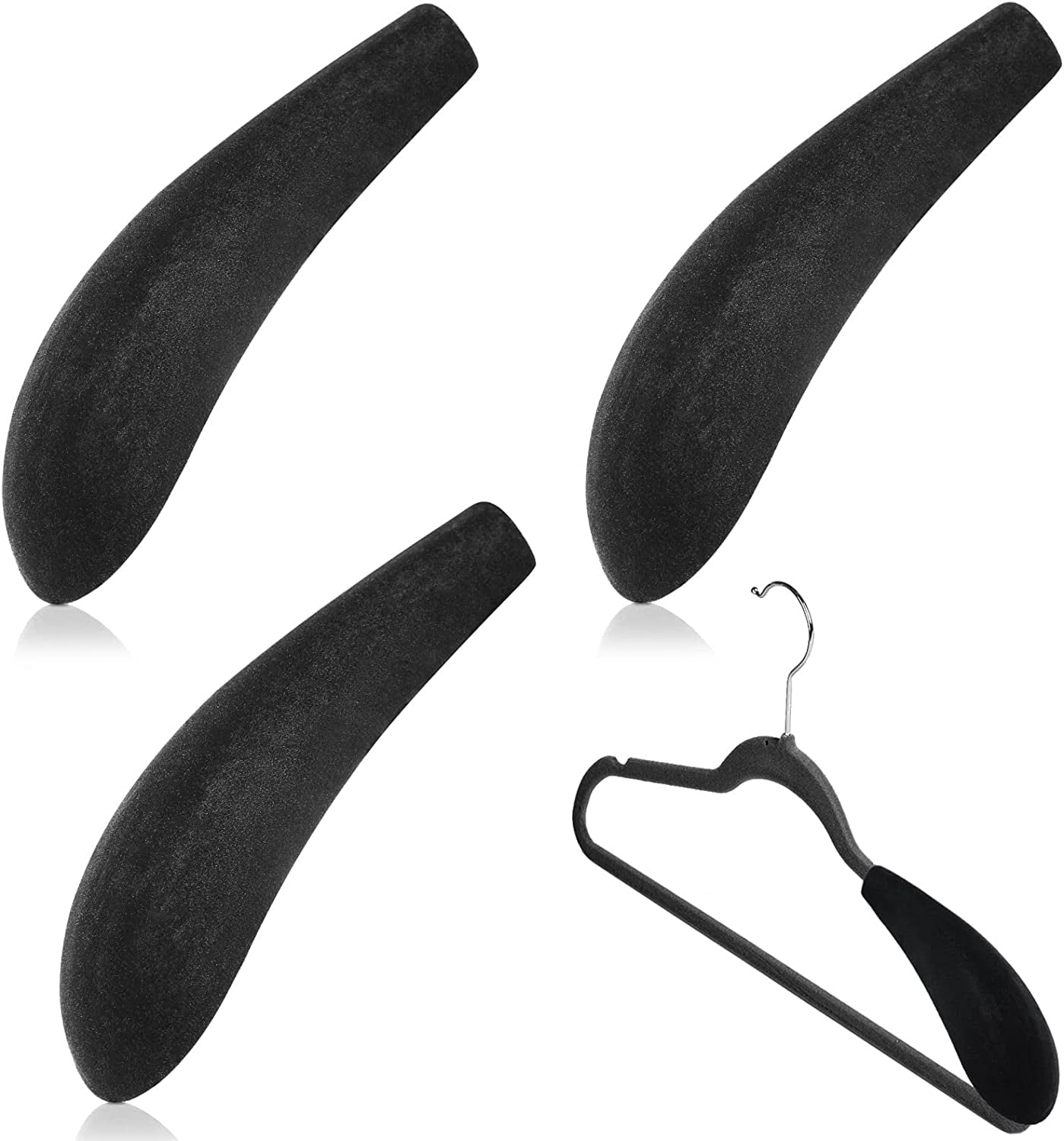 Velvet Hangers Shoulder Form Shaper Black Pads Flocking and Plastic ...