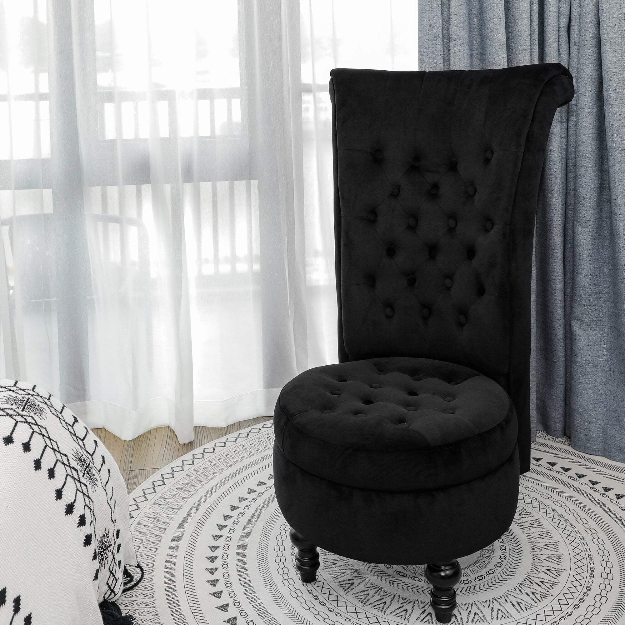 Velvet High Back Armless Chair Retro Elegant Luxury Chair Upholstered ...
