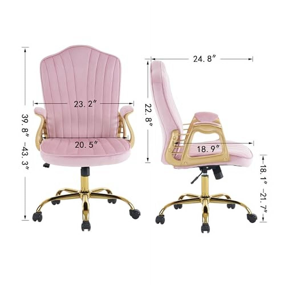 Velvet Home Office Chair with Gold Arms and Legs, Comfortable ...