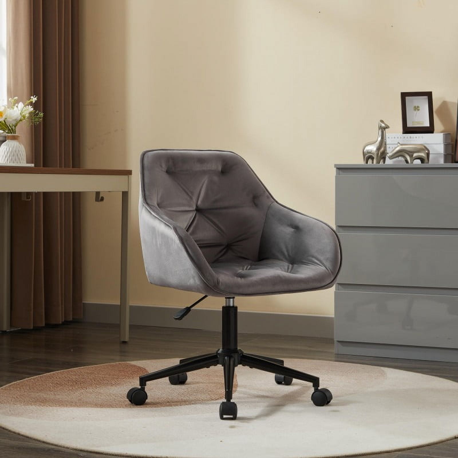 Velvet Home Office Chair, Modern Home Desk Chair with Wheels , Vanity ...