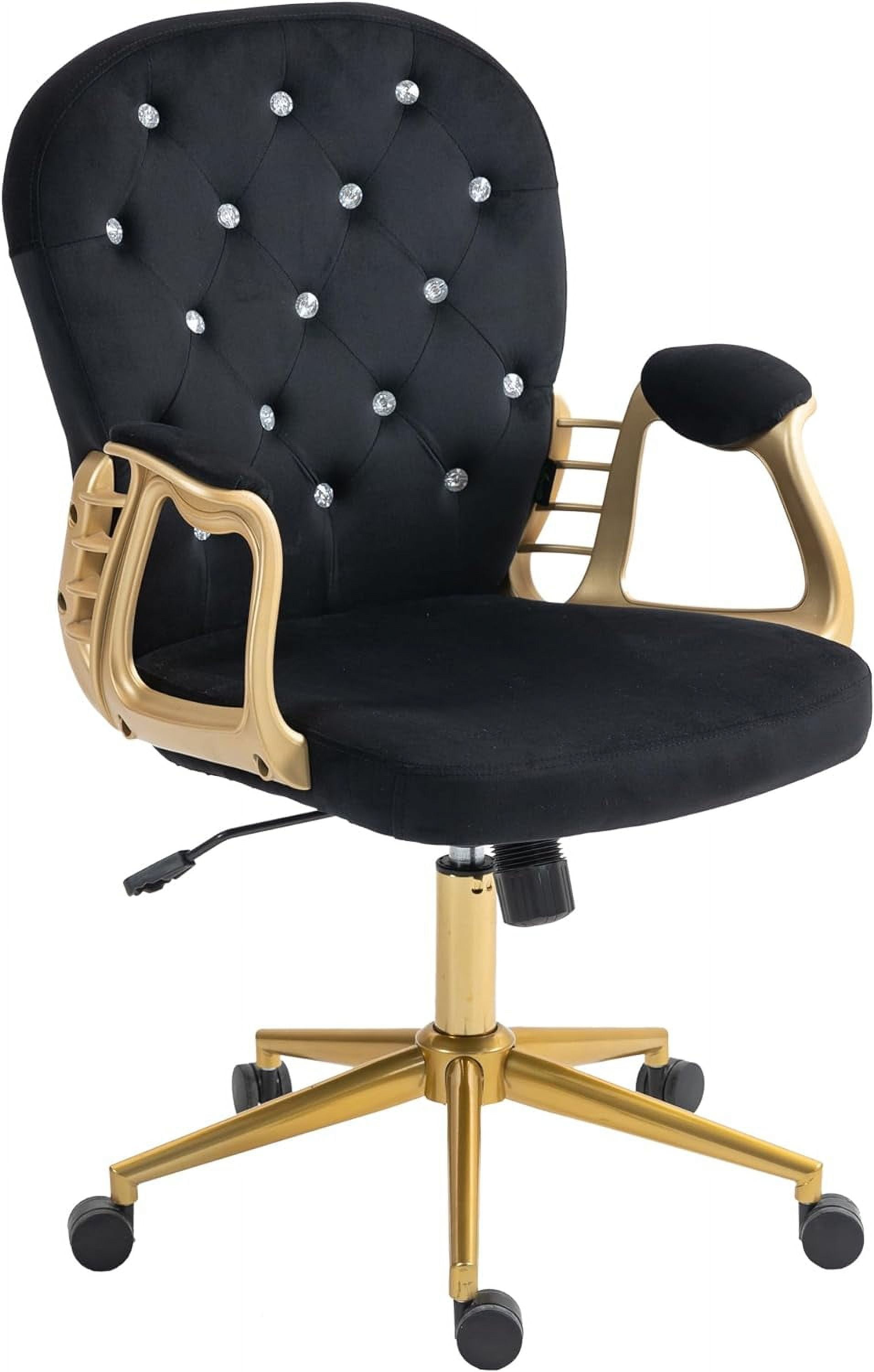 Velvet Home Office Desk Chair Comfy with Gold Base, Comfortable Swivel ...