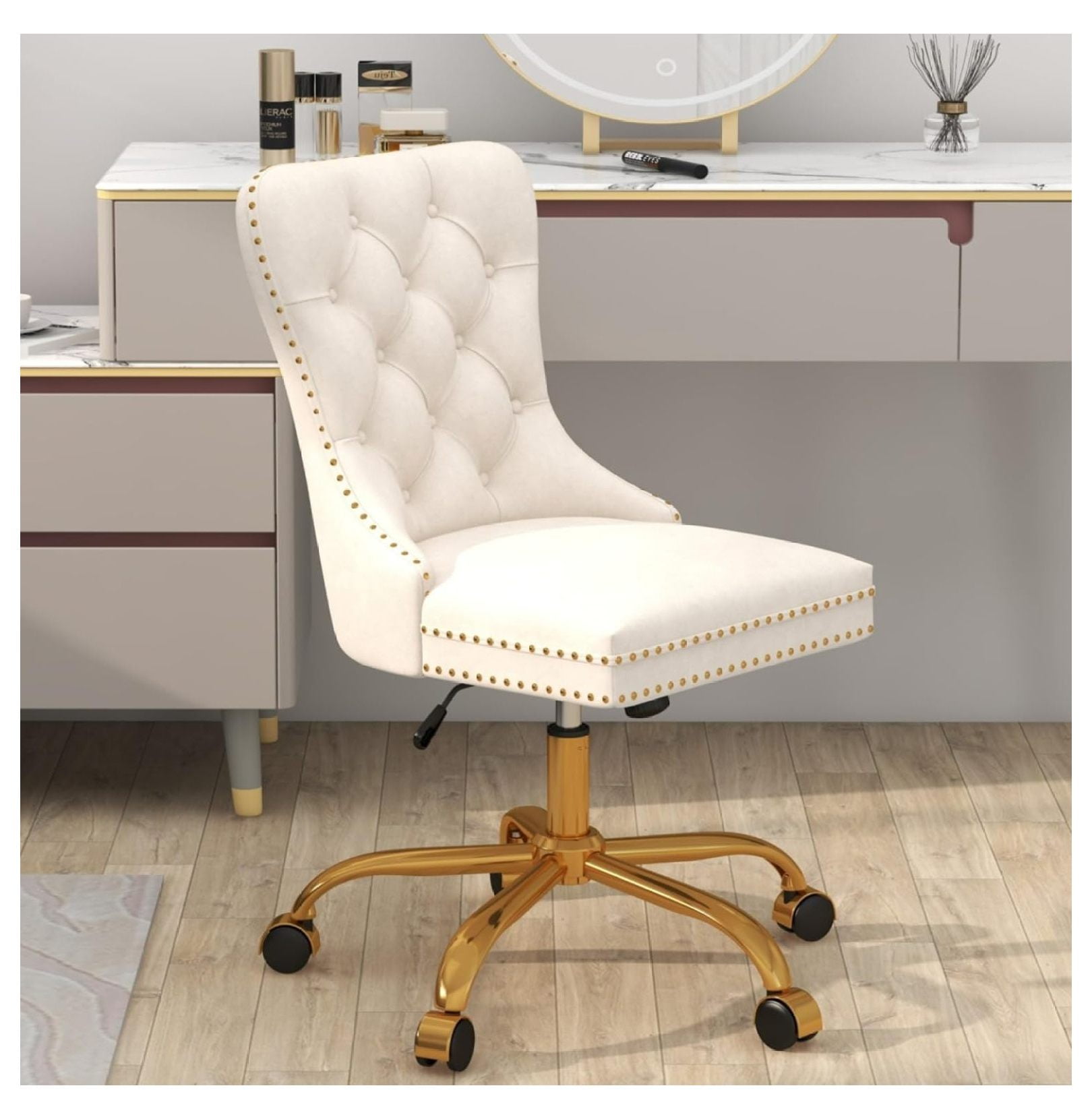 Velvet Home Office Desk Chair, Height Adjustable Vanity Chair ...