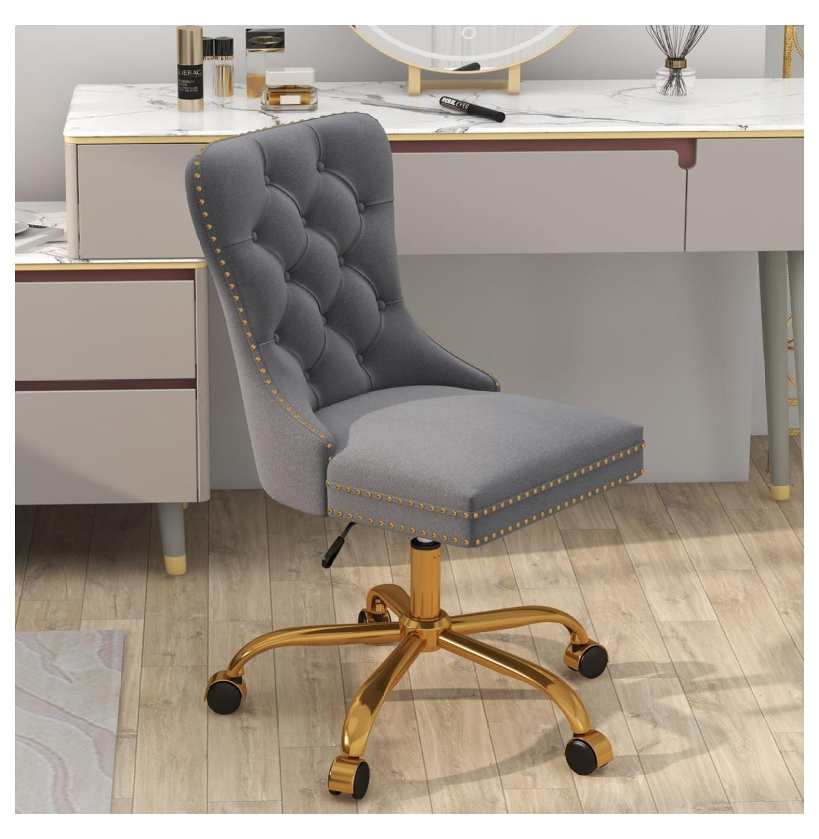 Velvet Home Office Desk Chair, Height Adjustable Vanity Chair ...