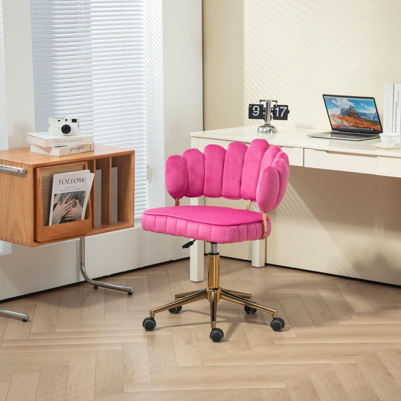 Velvet Home Office Desk Chair, Modern Cute Computer Chair, Wheels ...