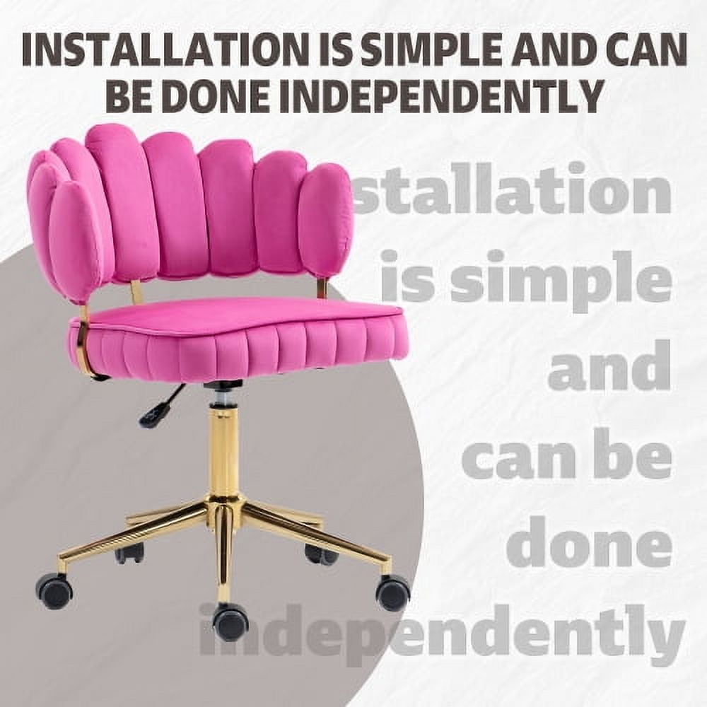 Velvet Home Office Desk Chair, Modern Cute Computer Chair, Wheels ...