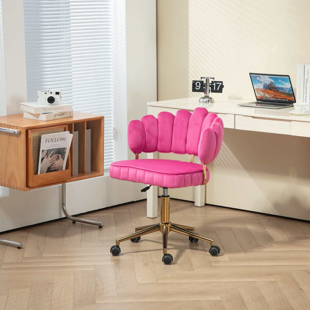 Velvet Home Office Desk Chair, Modern Cute Computer Chair, Wheels ...