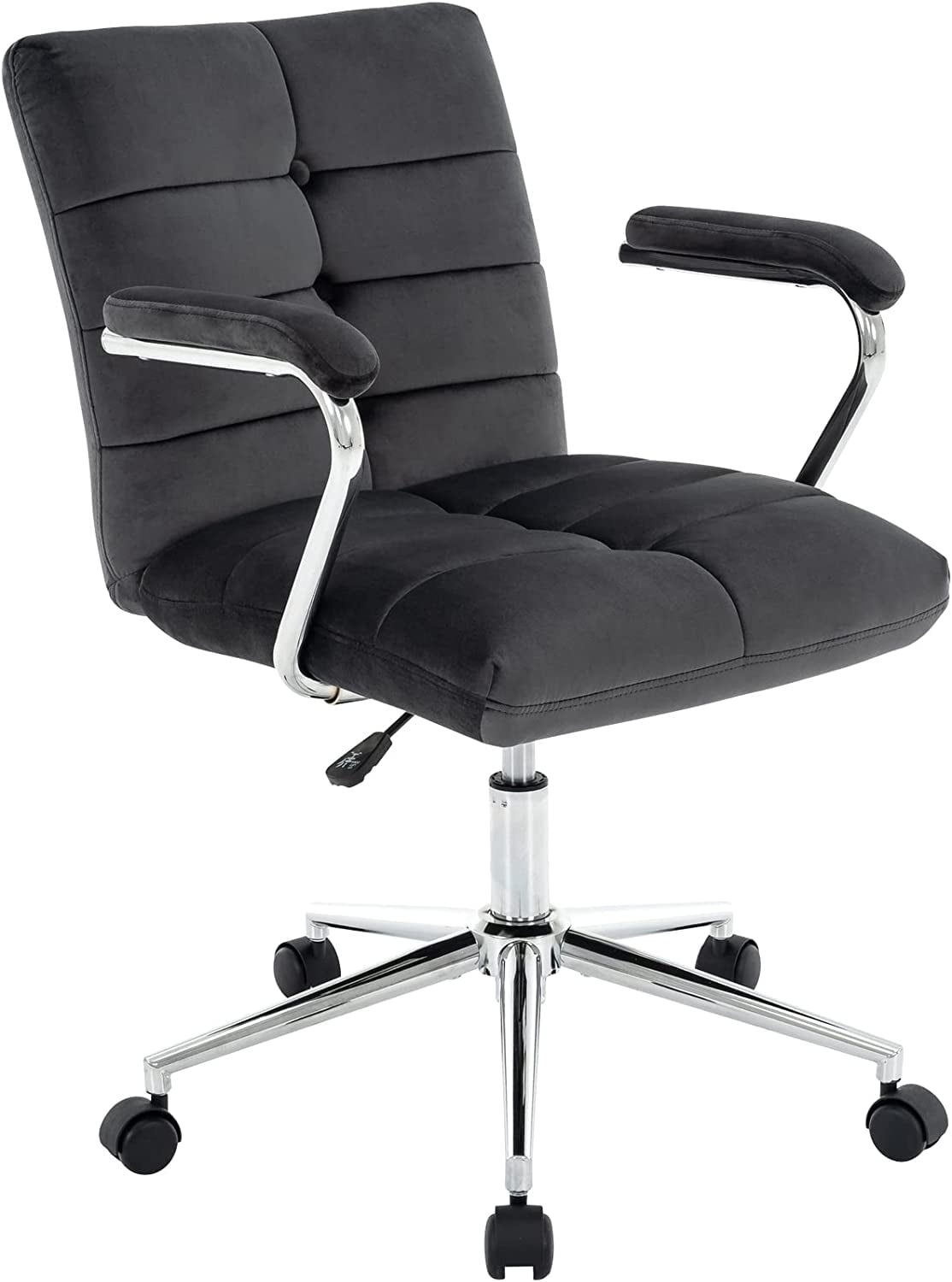 Velvet Home Office Desk Chair, Upholstered Adjustable Swivel Task Chair ...