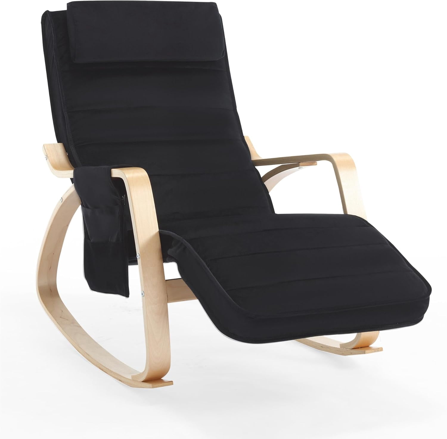 Velvet Indoor Rocking Chair with Adjustable Footrest, Upholstered ...