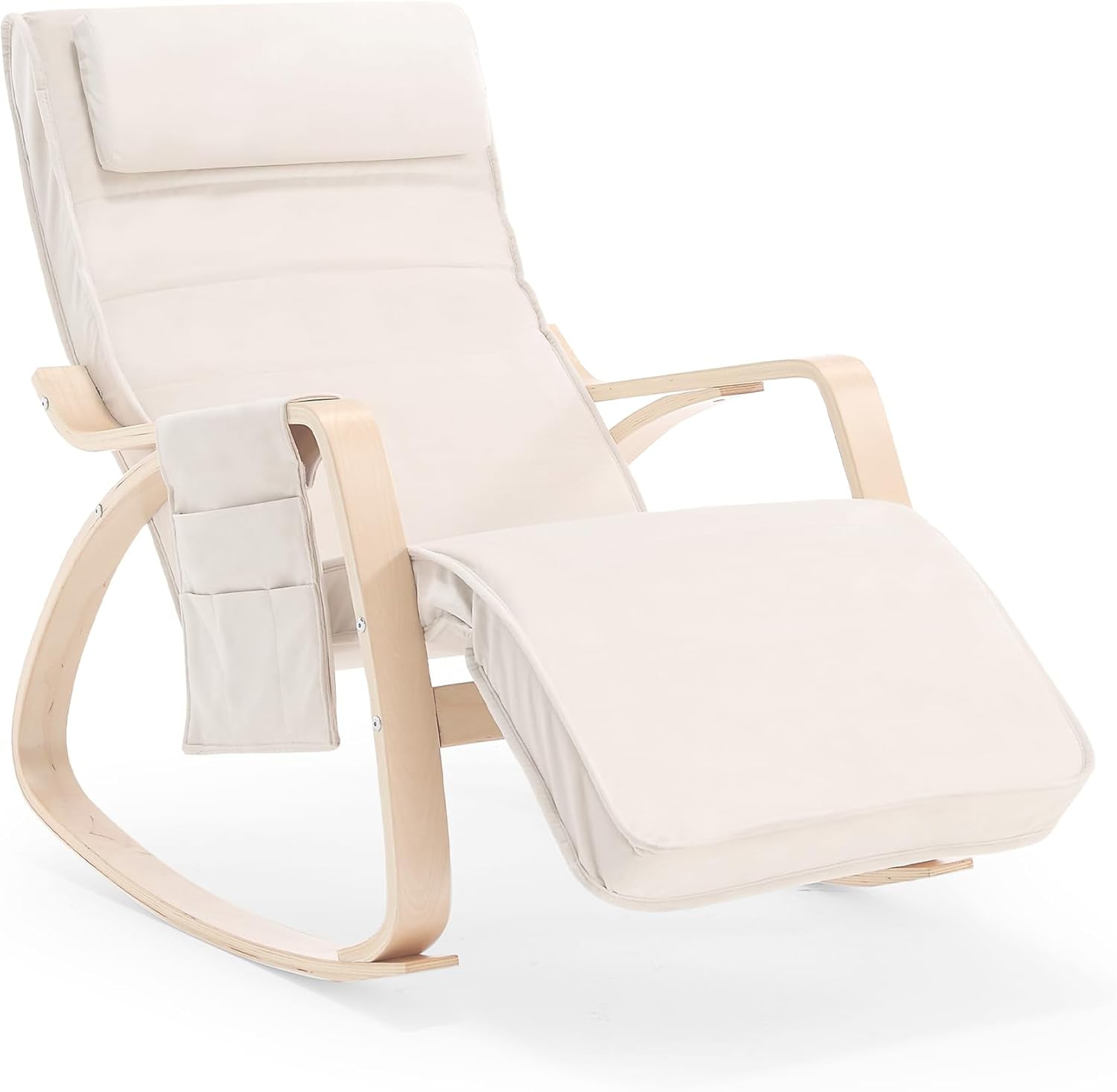 Velvet Indoor Rocking Chair with Adjustable Footrest, Upholstered ...