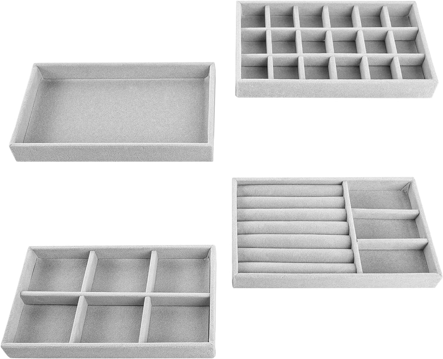 Velvet Jewelry Tray, Set Of 4 Jewelry Organizer, Jewelry Storage Drawer ...