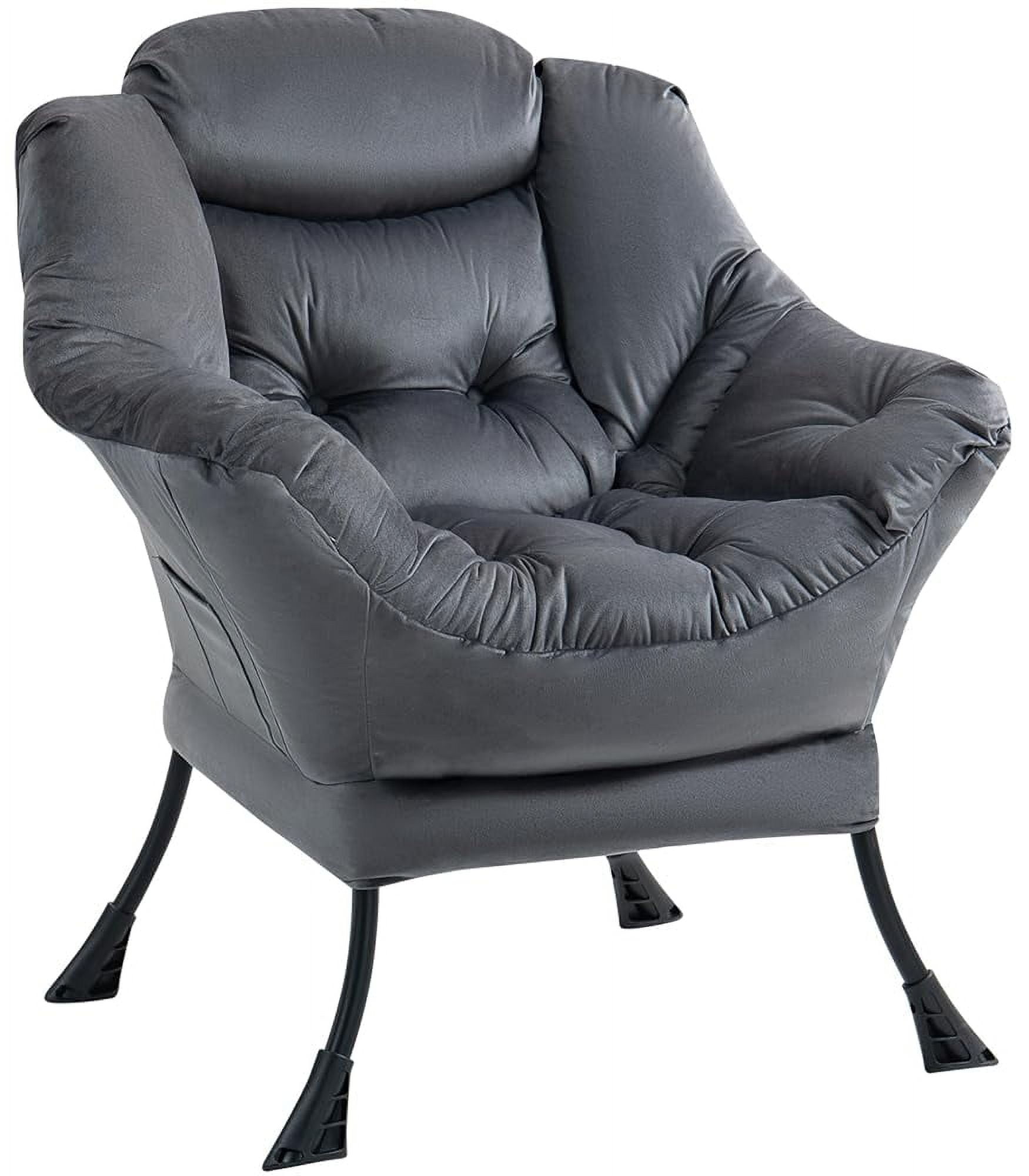 Velvet Large Lazy Chair, Accent Reading Chair, Cozy Lounge Chair with ...