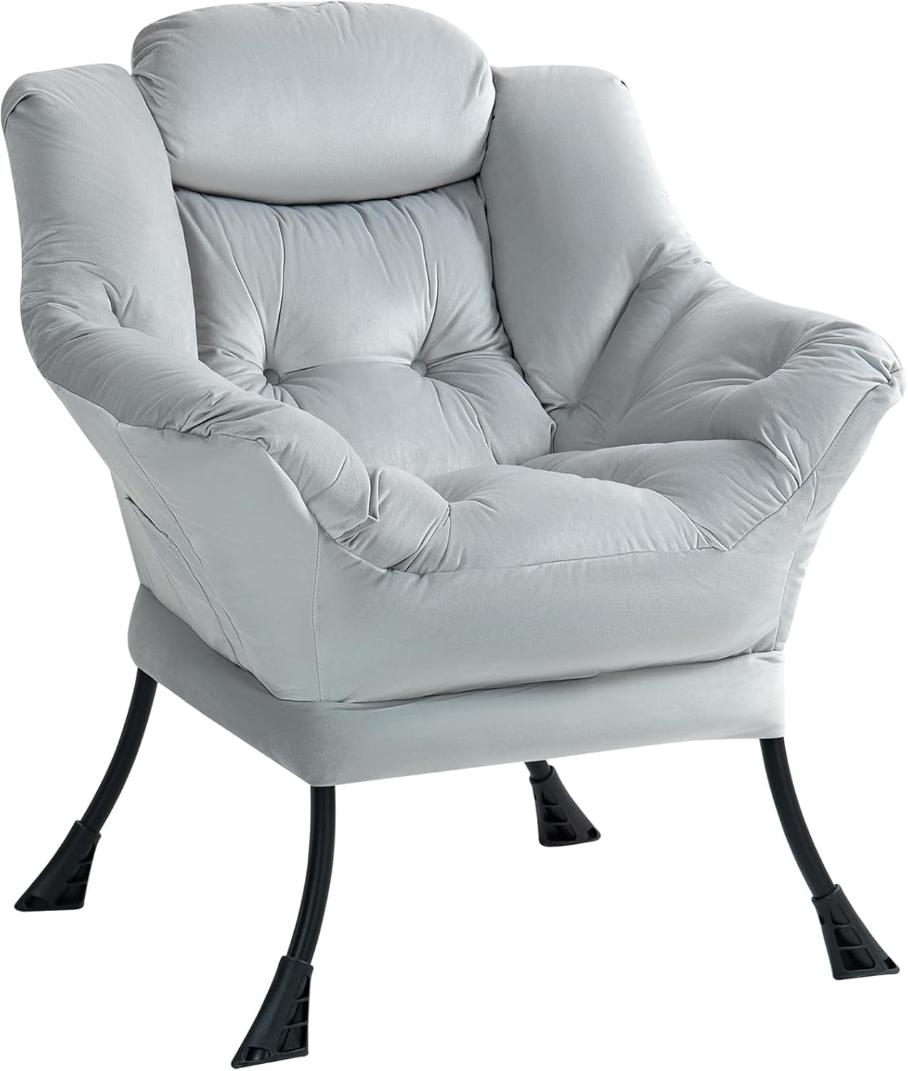 Velvet Large Lazy Chair, Accent Reading Chair, Cozy Lounge Chair with ...