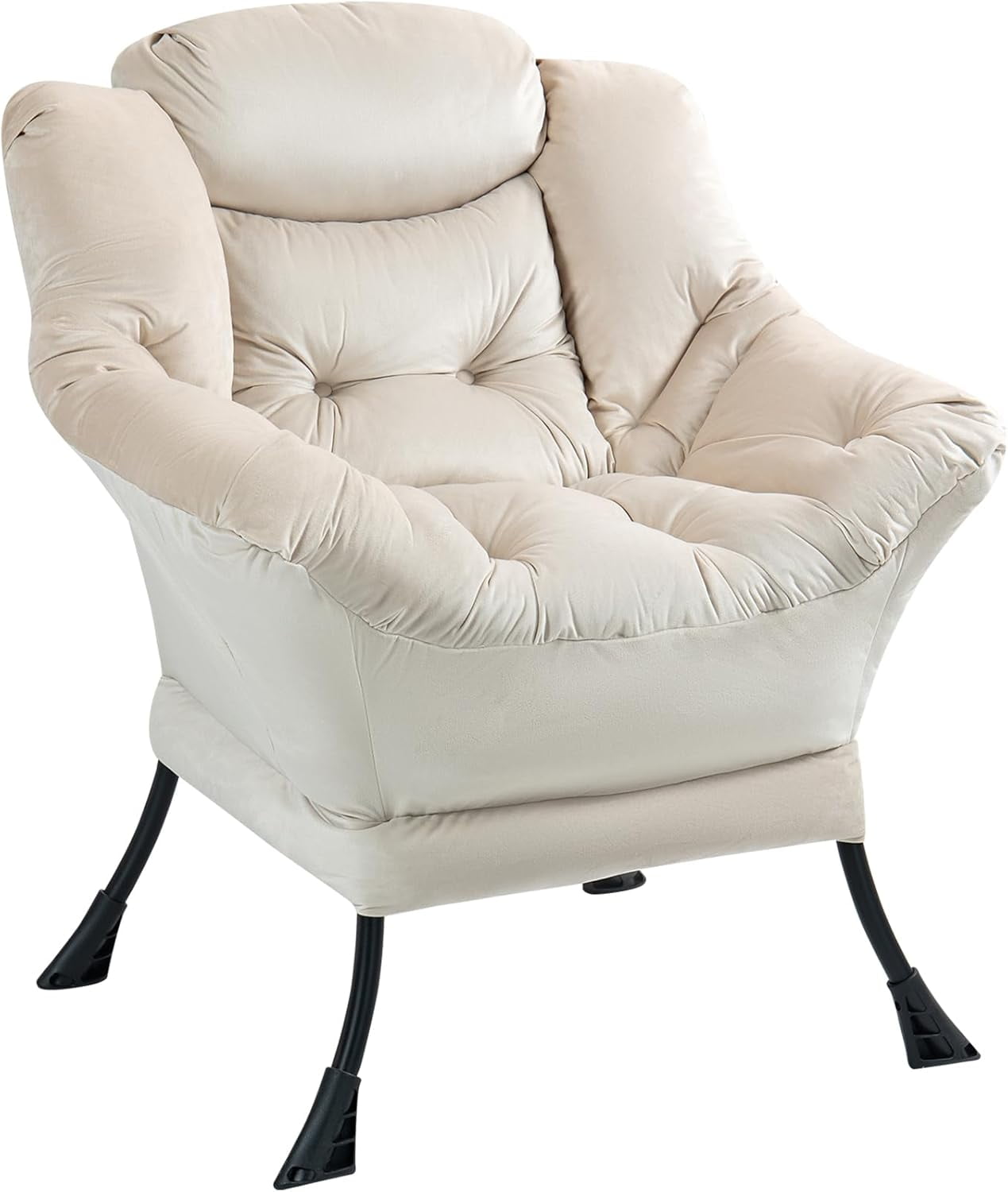 Velvet Large Lazy Chair, Accent Reading Chair, Cozy Lounge Chair with ...