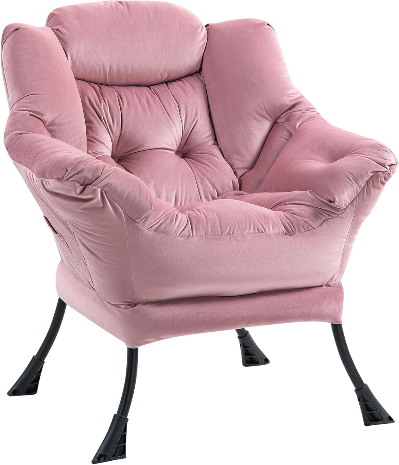 Velvet Large Lazy Chair, Accent Reading Chair, Cozy Lounge Chair with ...