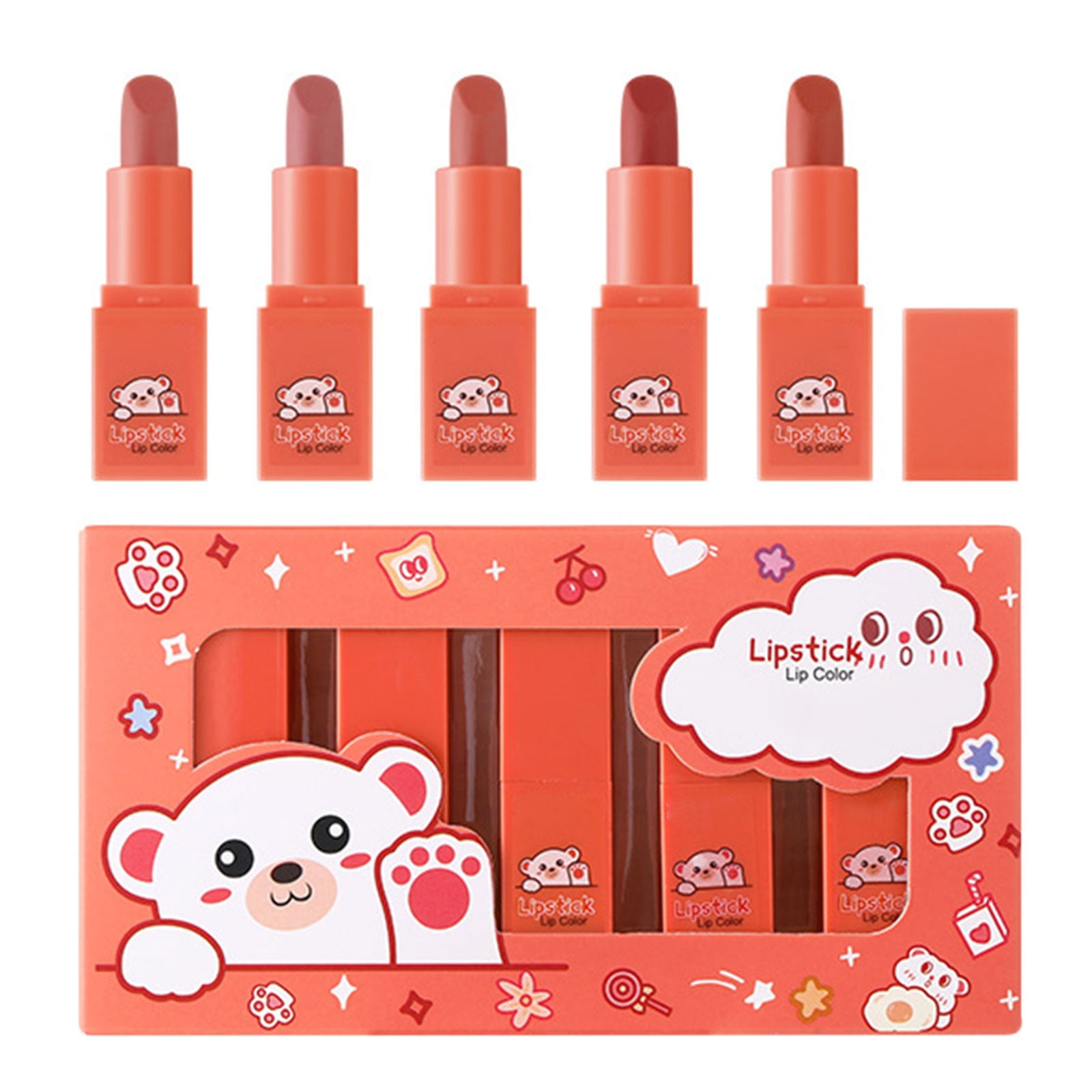 Velvet Lipstick Long Lasting Plain Brick Red Paste Color Lipstick Cute ...