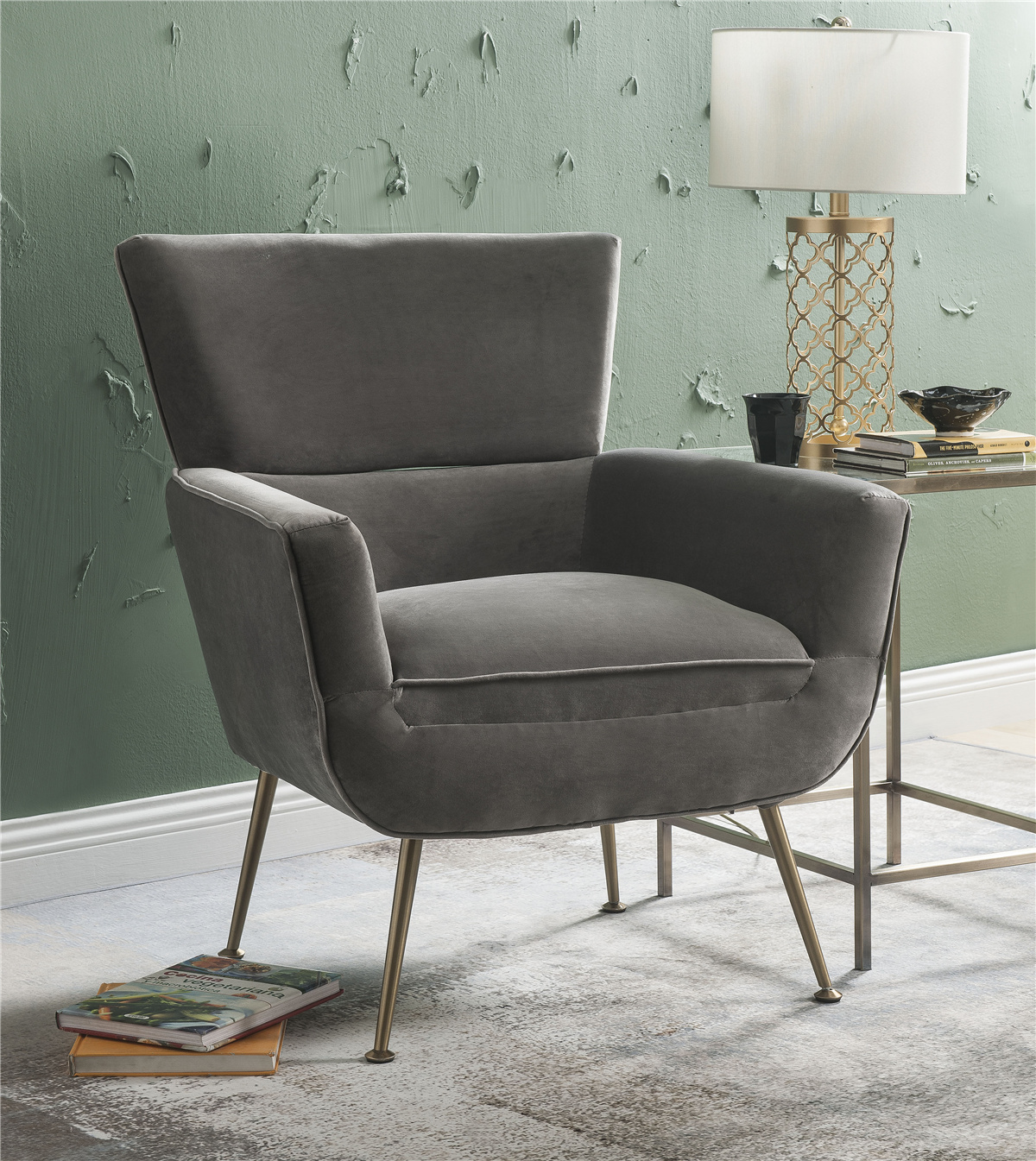 Velvet Living Room Chair, Modern Upholstered Accent Chair for Bedroom ...