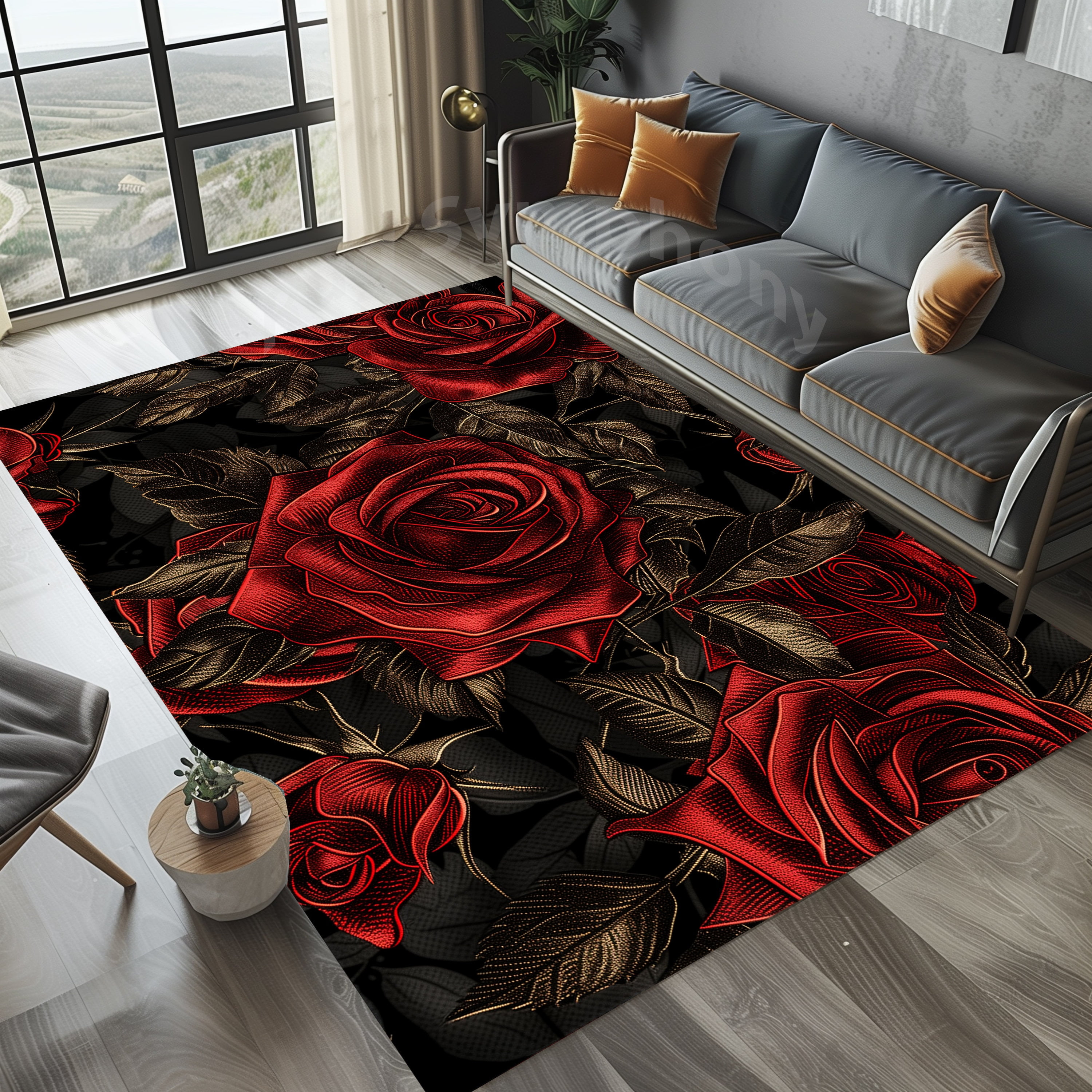 Velvet Look Red Roses Area Rug 2x3 ft = 65x95 cm - Walmart.com