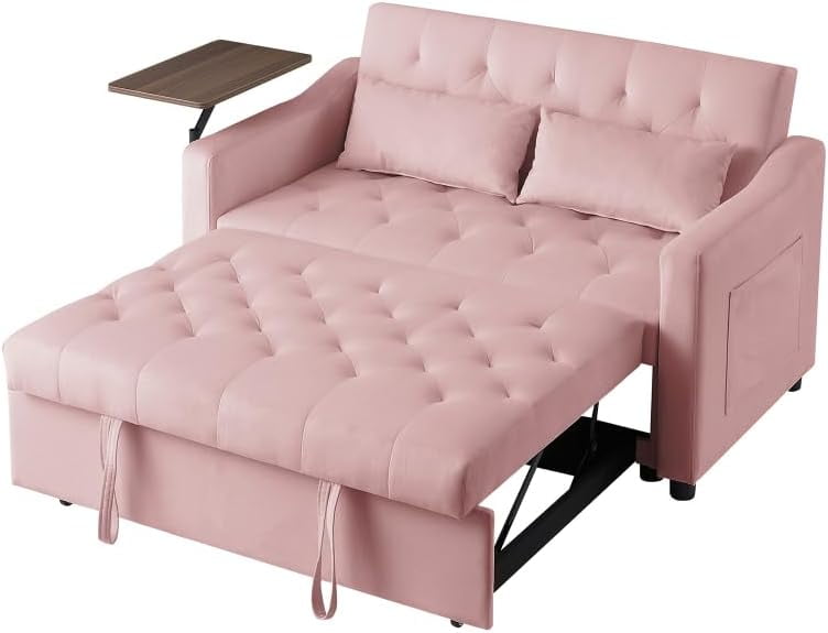 Velvet Loveseat Sofa Bed - Convertible Couch for Small Spaces, Mini ...