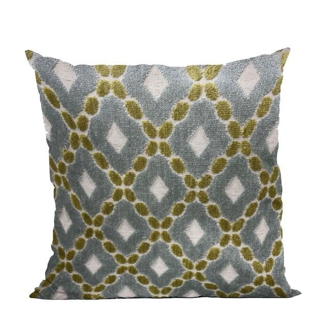 Velvet Majestic Blue, Citrine & Cream Handmade Luxury Pillow - 26 x 26 ...