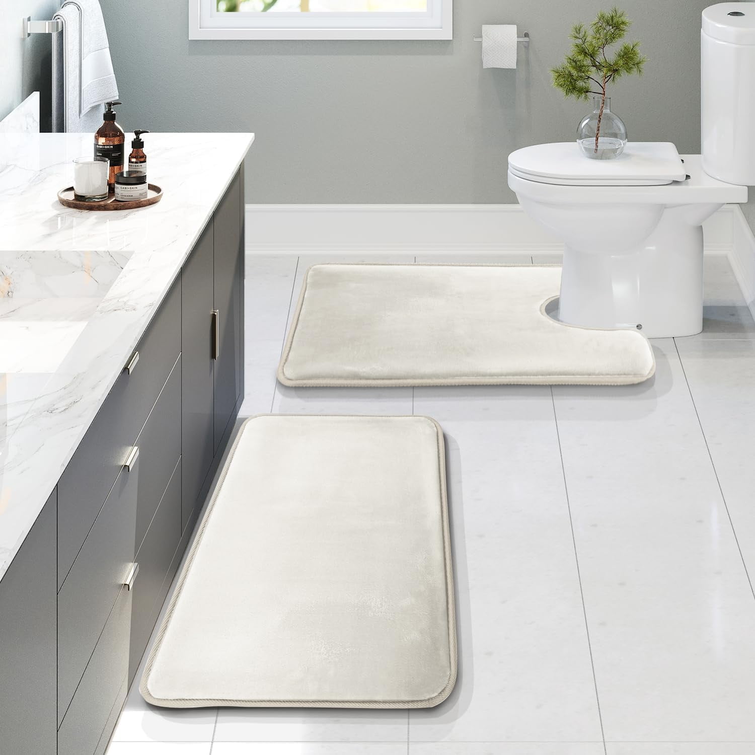 Velvet Memory Foam Bath Mat, Non-Slip Plush Bathroom Rug, Quick Dry ...