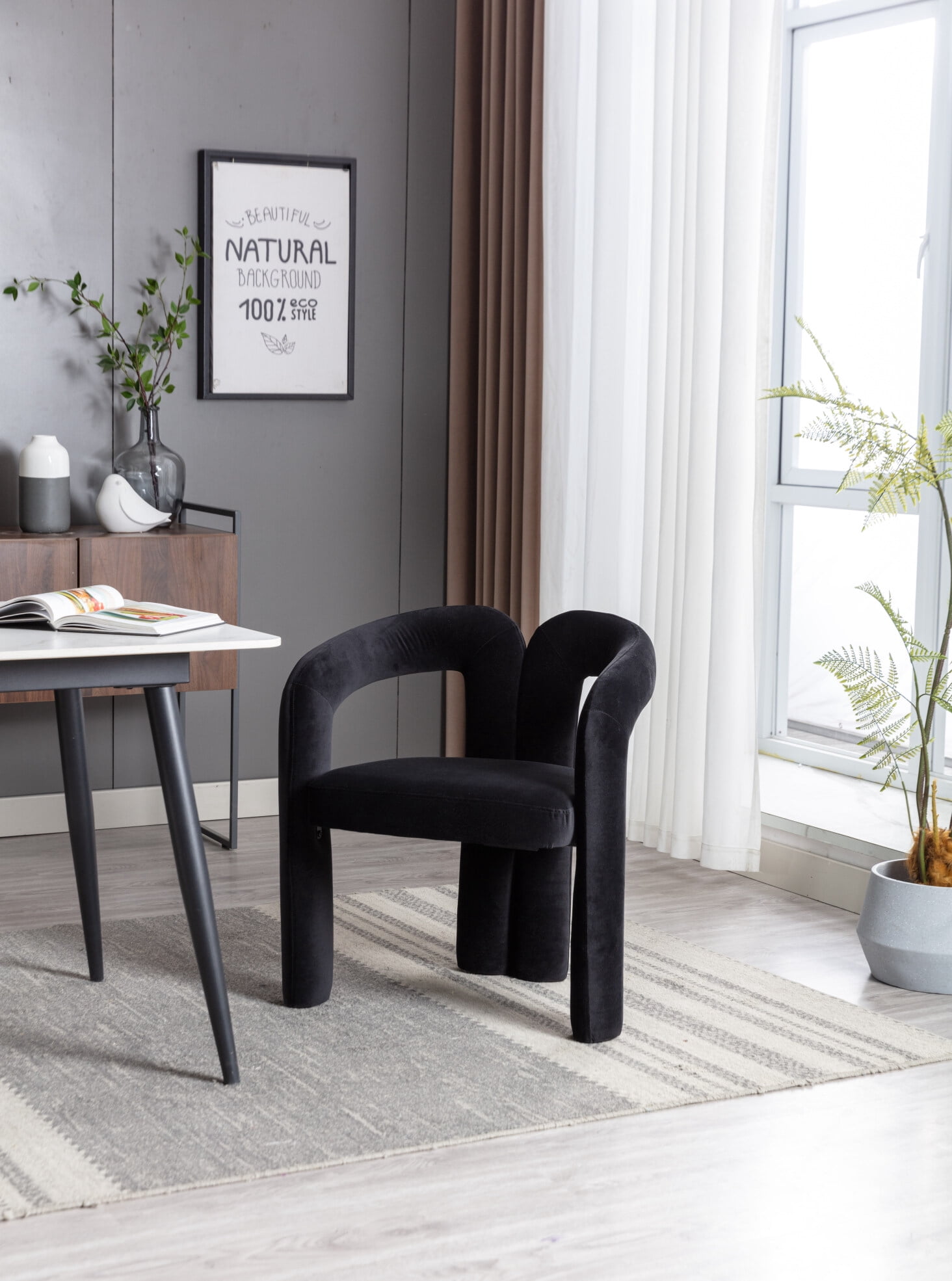 Velvet Modern Barrel Dining Chair, Barrel Side Chair with Arms and ...