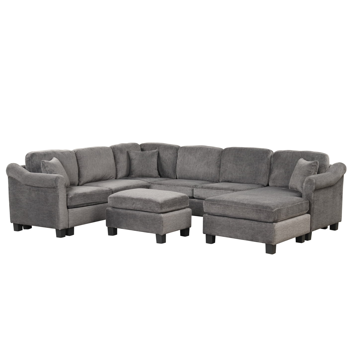 Velvet Modular Sofa, Convertible Sectional Sofa with Ottoman, L-Shaped ...