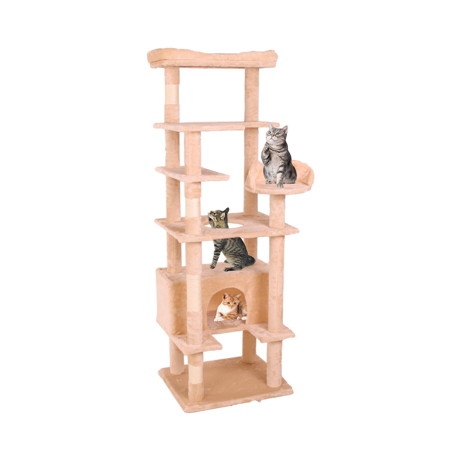 Velvet Multi-Level Cat Tree Tower with Anti-Tip Design - Sturdy, Pet ...