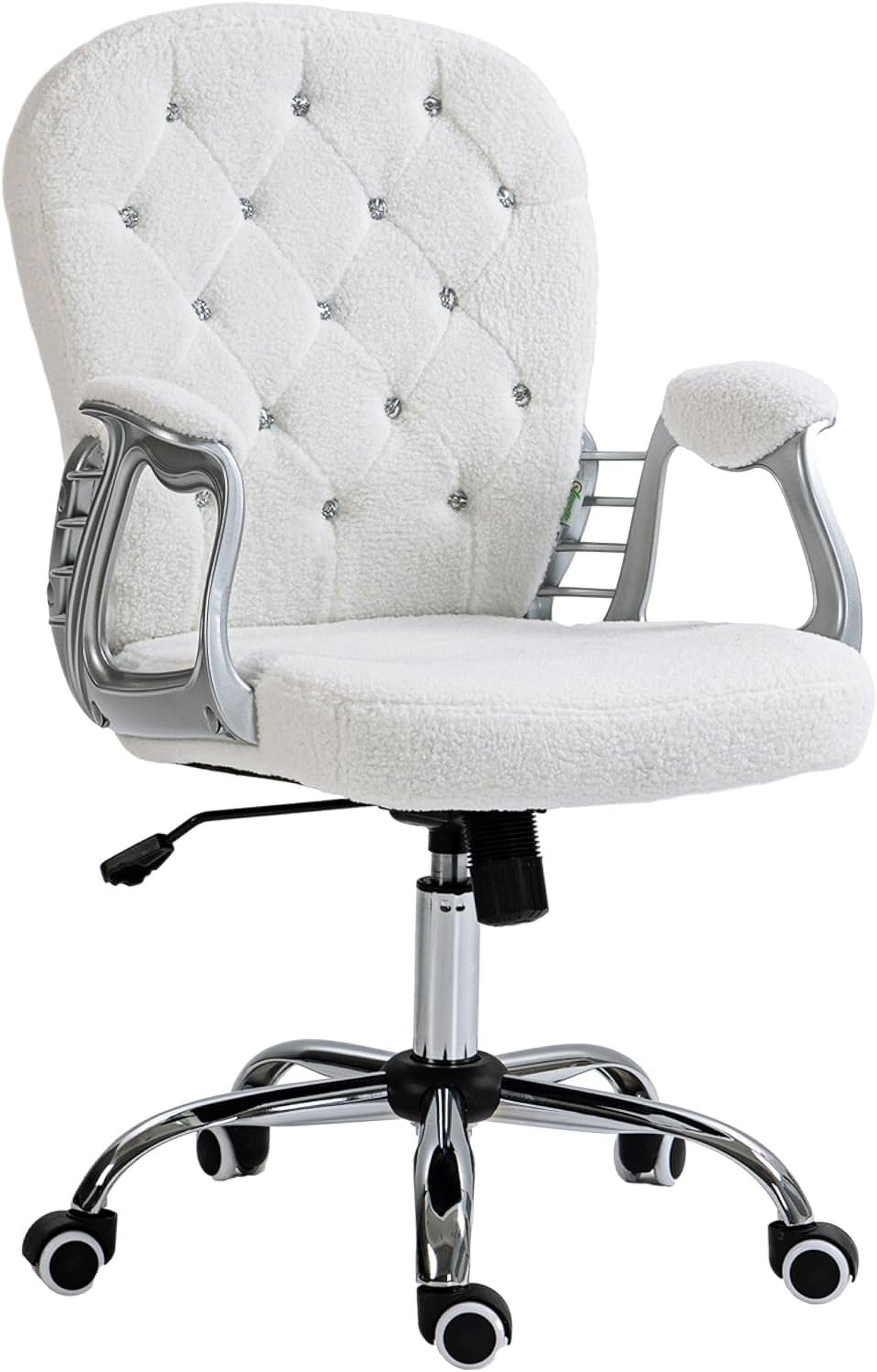 Velvet Office Chair Button Tufted Desk Chair with Padded Armrests ...