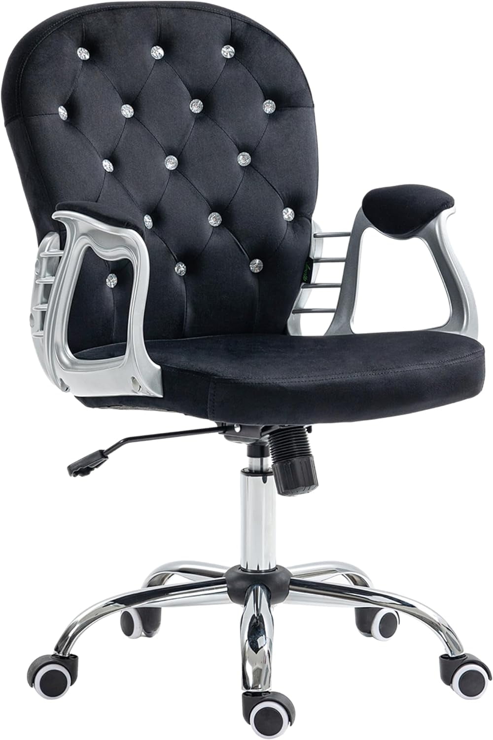 Velvet Office Chair Button Tufted Desk Chair with Padded Armrests ...