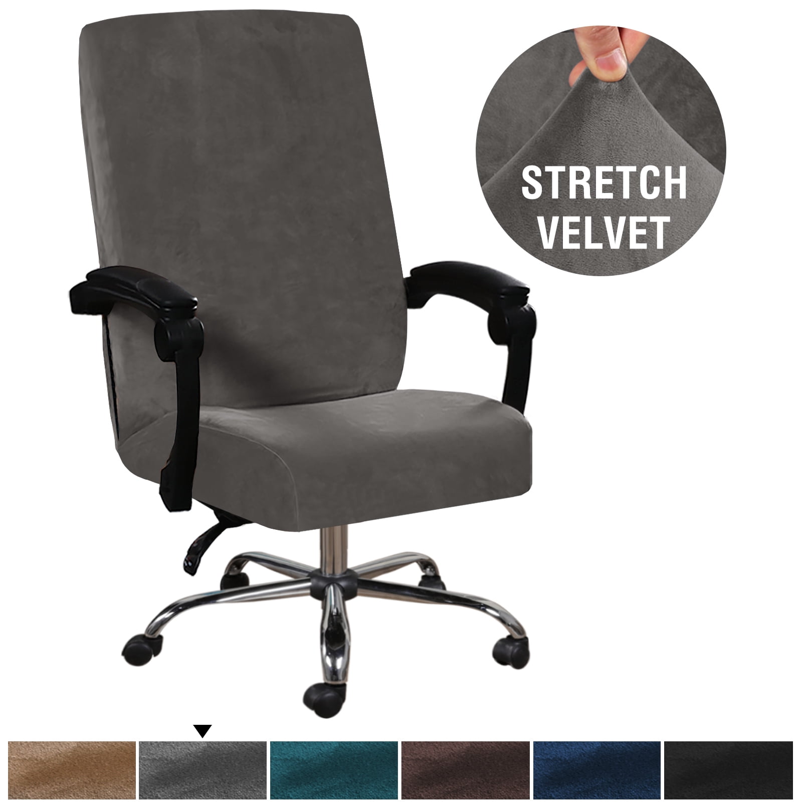 Velvet Office Chair Covers Stretchable Computer Desk Chair Covers, High ...