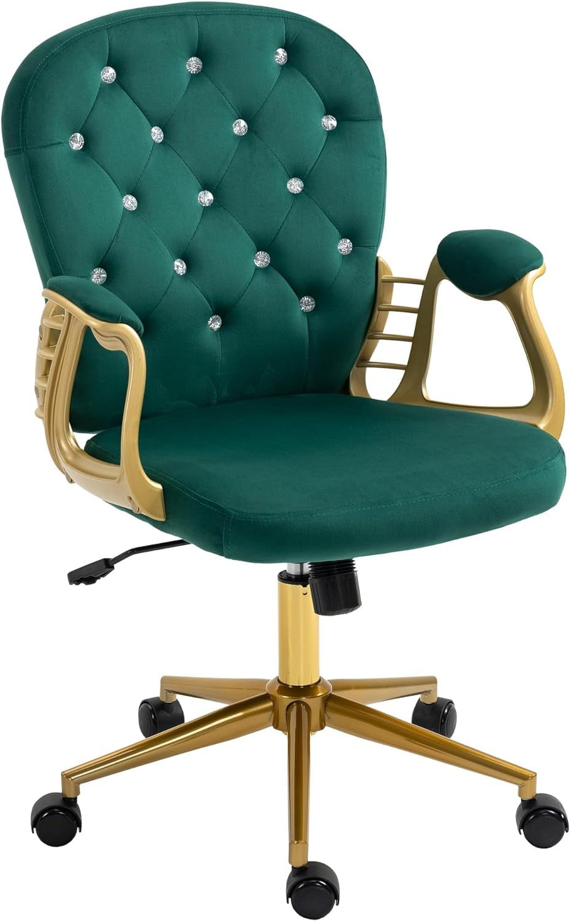 Velvet Office Chair Desk Chair with Gold Base, Comfortable Makeup ...