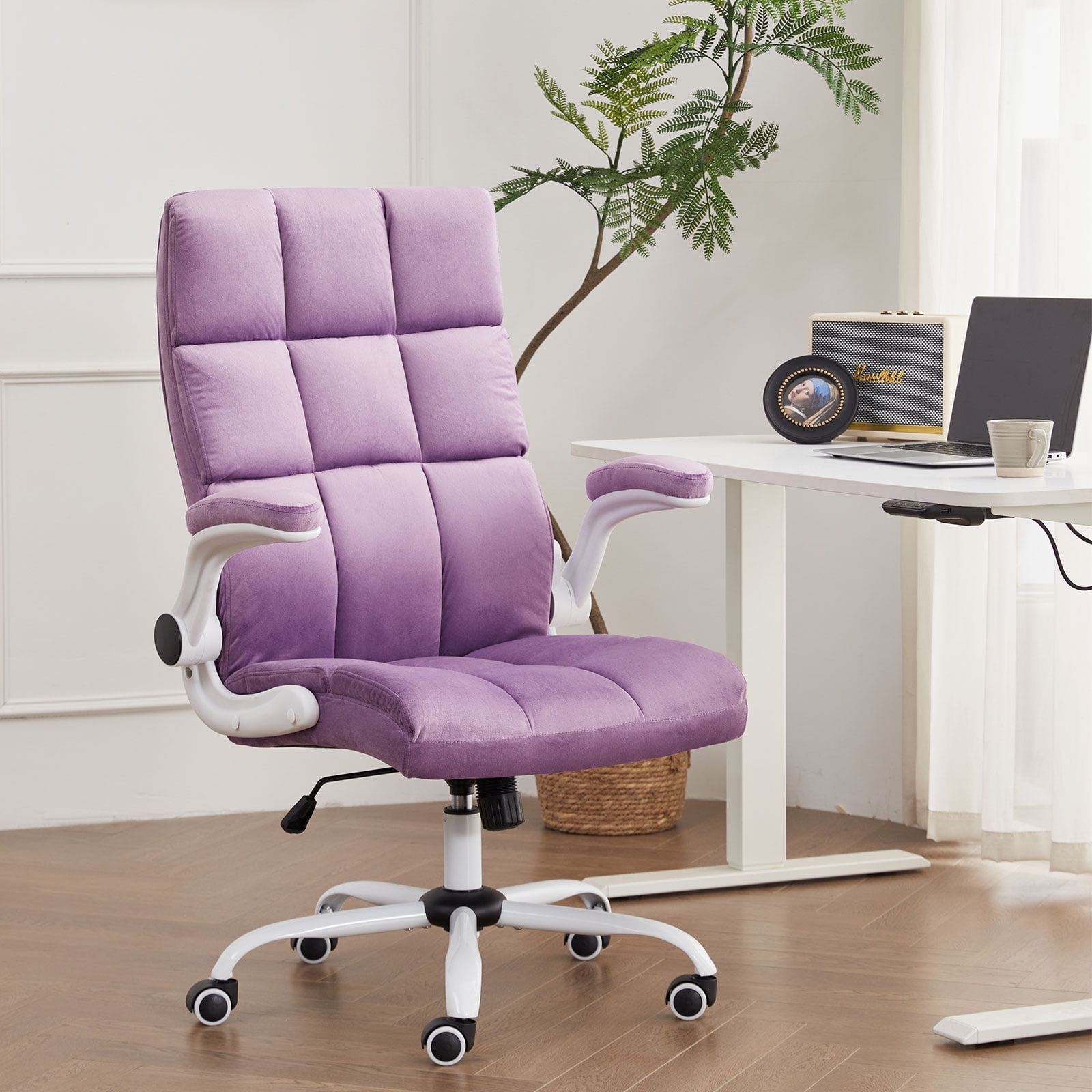 Velvet Office Chair for Home Office Desk Chair Comfy Computer Chair ...