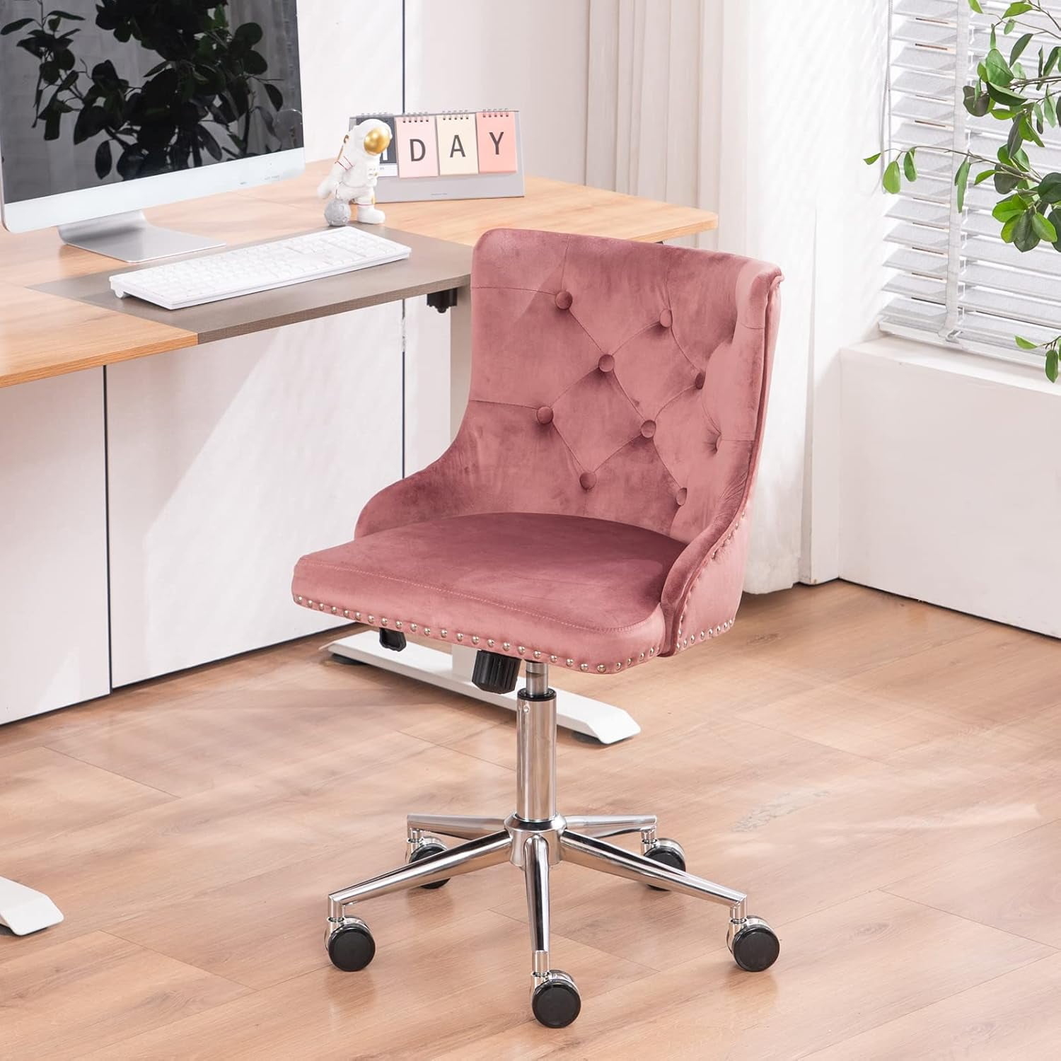 Velvet Office Chair - Modern Upholstered Desk Chair with Adjustable ...