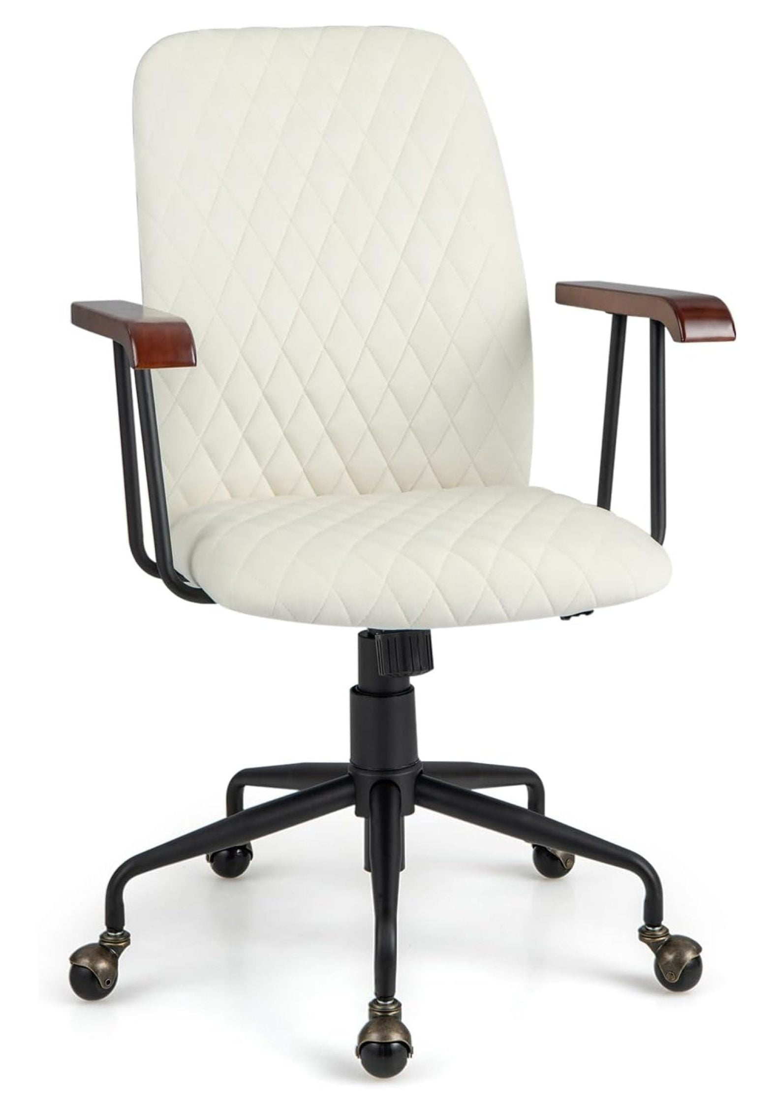 Velvet Office Chair, Upholstered Home Leisure Chair with Rubber Wood ...