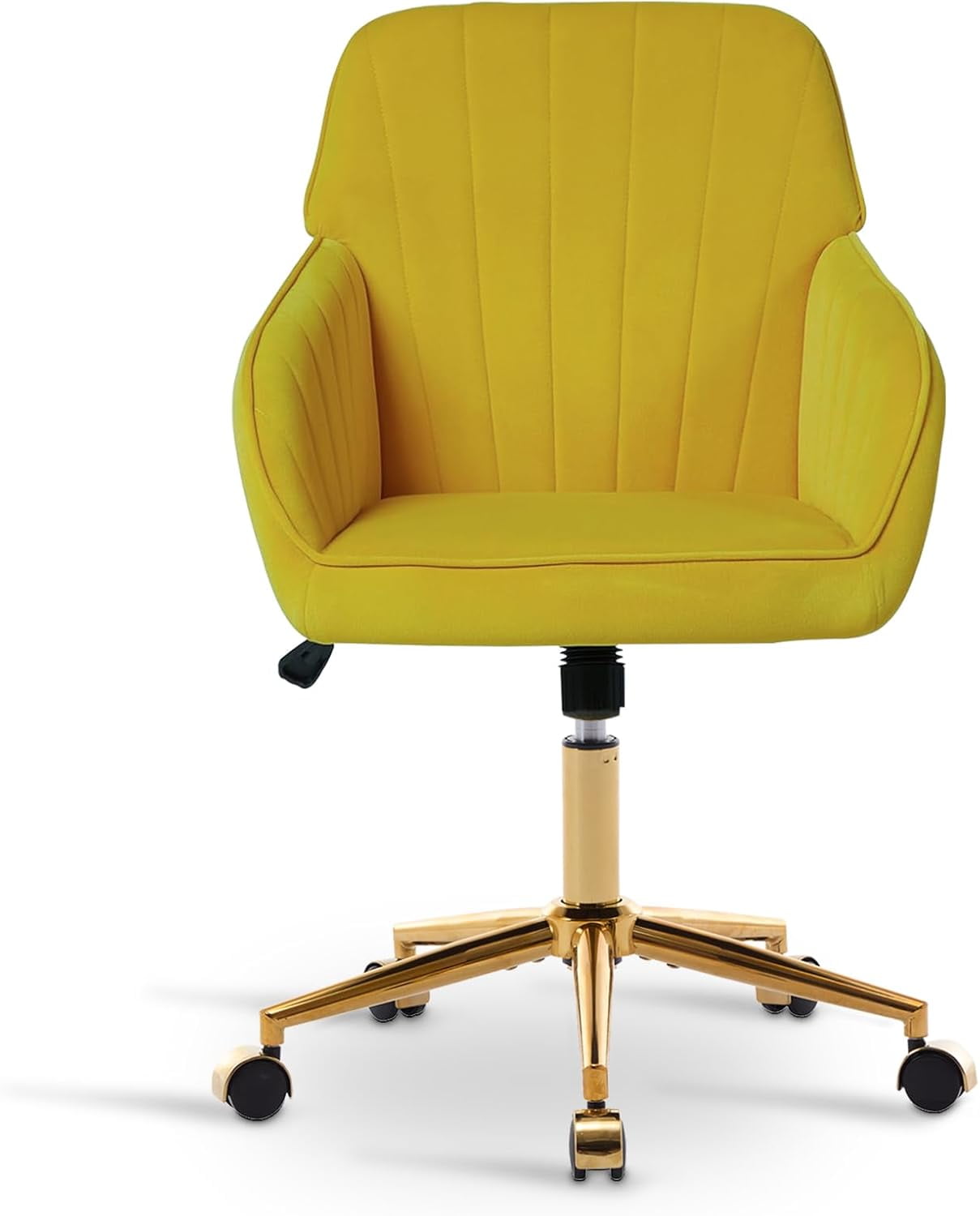 Velvet Office Desk Chair, Swivel Desk Chair with Wheels and Gold Base ...