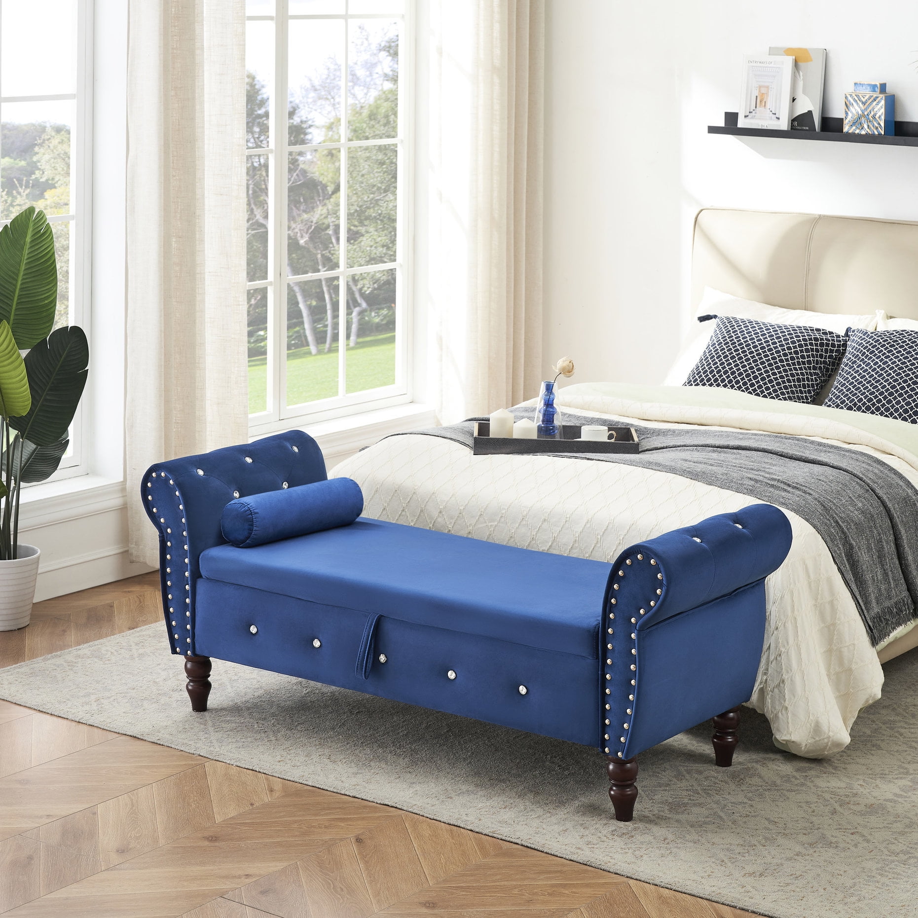 Velvet Ottoman Bench for Bedroom | Serves as Toy Storage and Seating ...