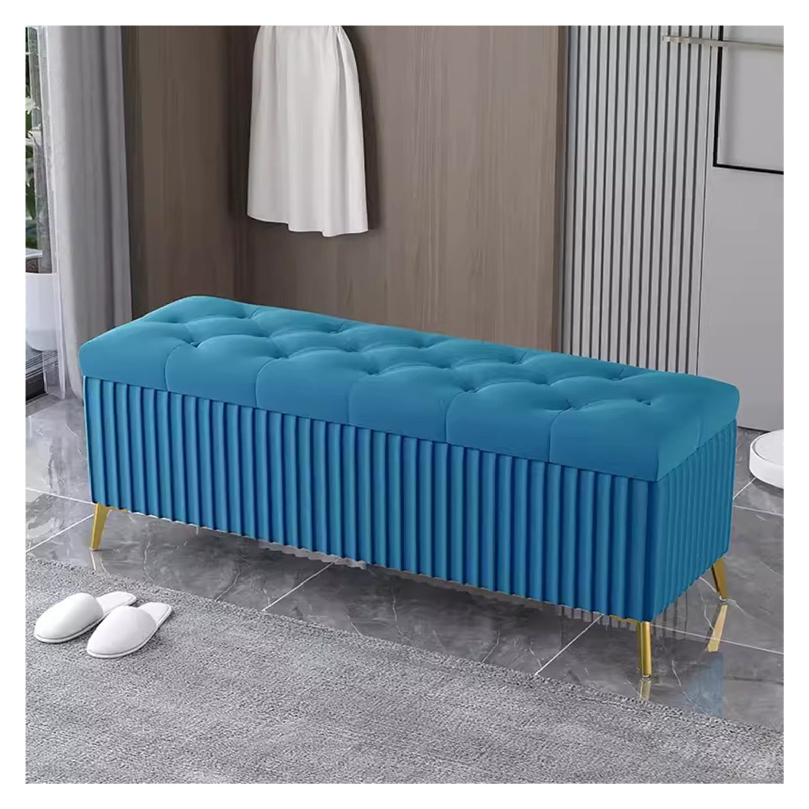 Velvet Ottoman Bench with Storage,Upholstered Tufted Storage Ottoman ...