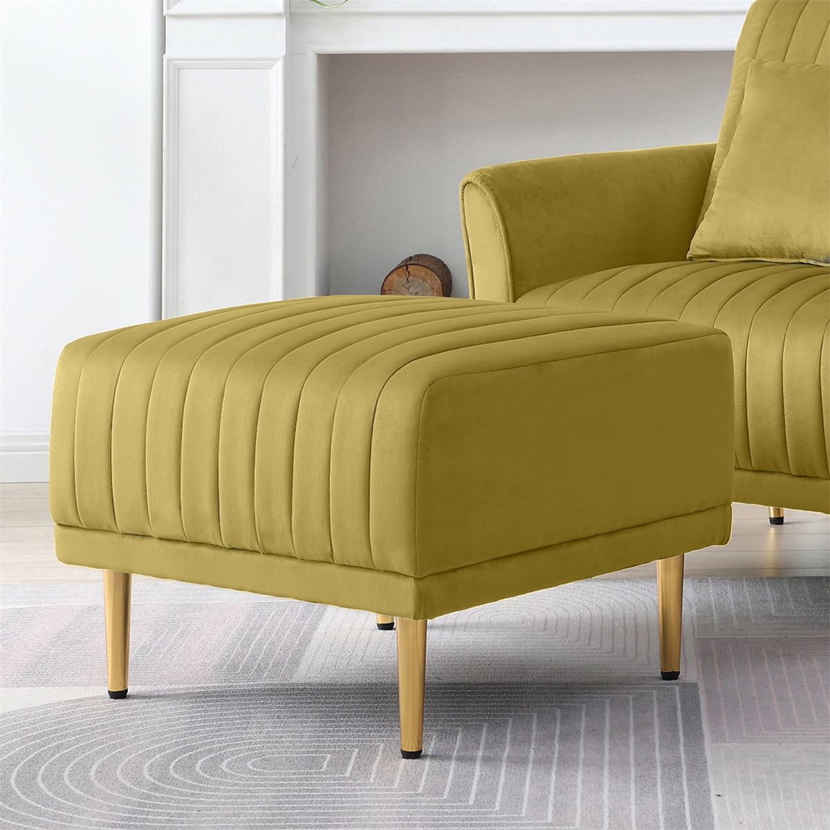 Velvet Ottoman, Upholstered Square Ottoman for Modular Sectional Sofa ...
