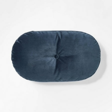 Velvet Oval Shaped Throw Pillow with Tufted Center Navy - Threshold ...