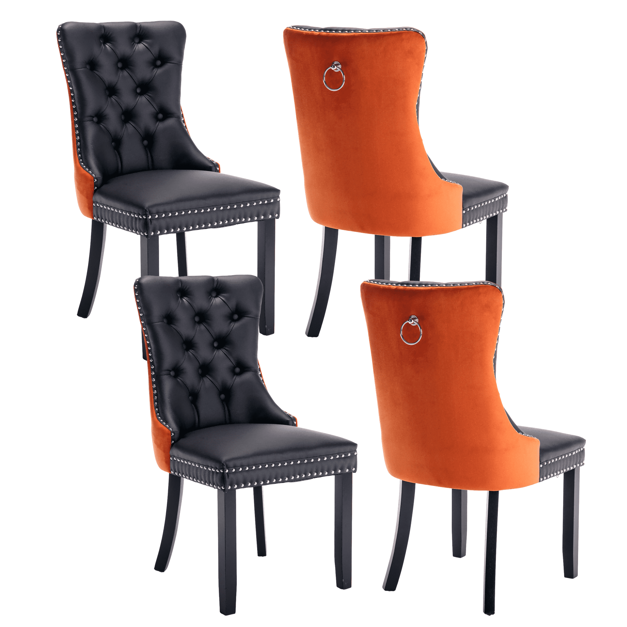 Velvet + PU Dining Chairs,Kitchen & Dining Room Chairs,Tufted Chairs ...
