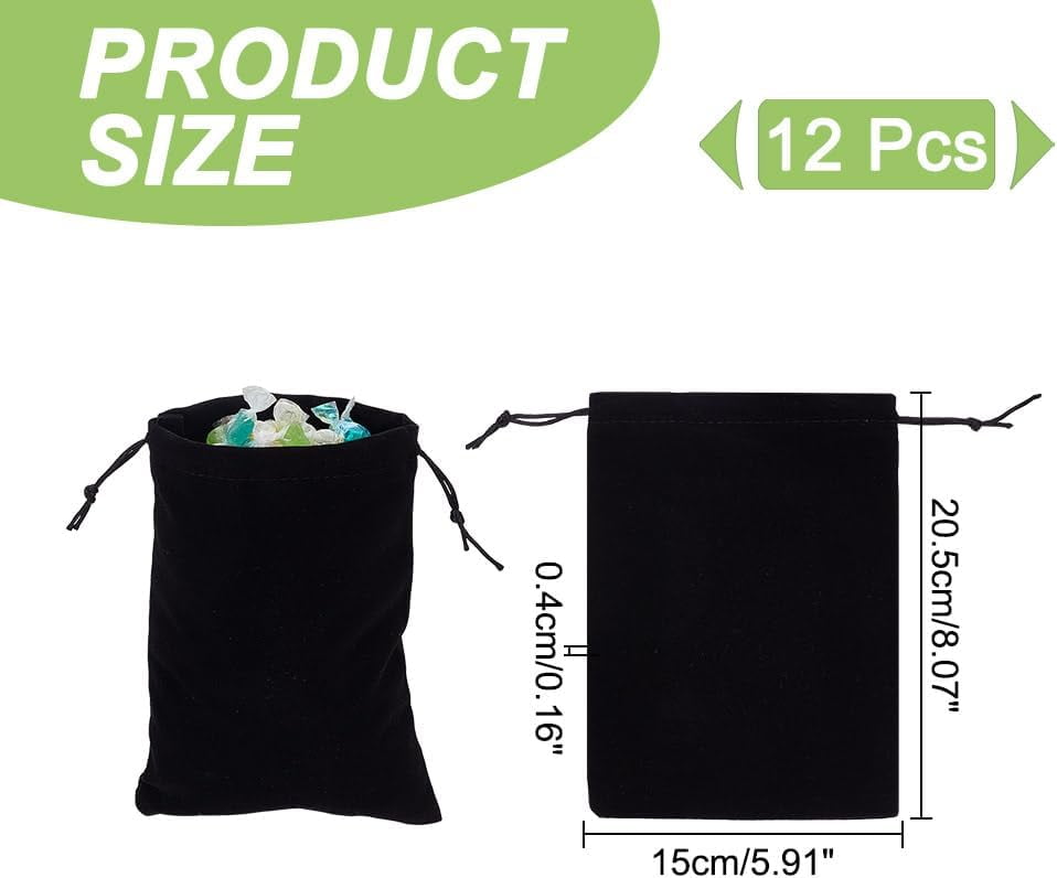 Velvet Packing Pouches Drawstring Bags Rectangle 20.5x15x0.4cm Black ...