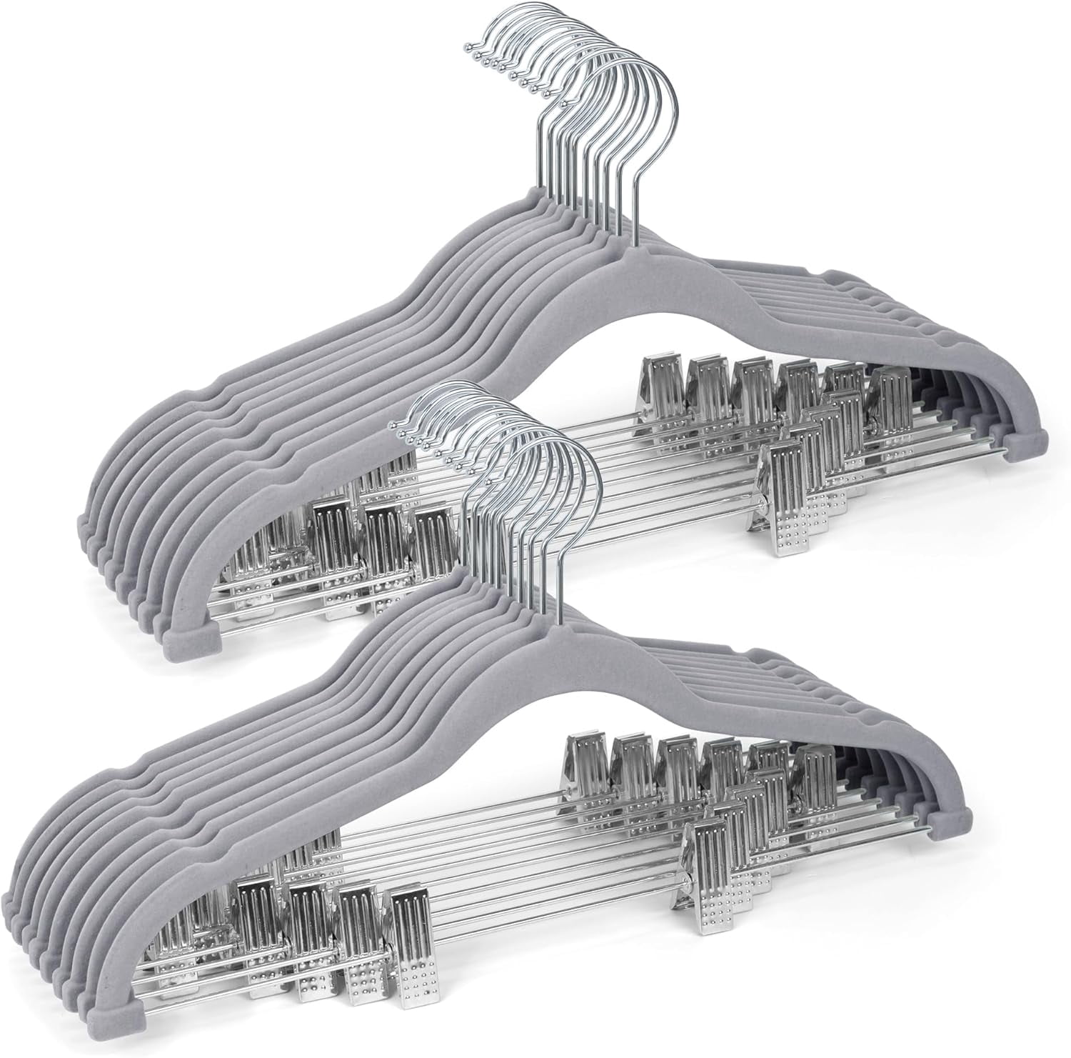 Velvet Pants Hangers 20 Pack with Adjustable Clips, Space-Saving Slim ...