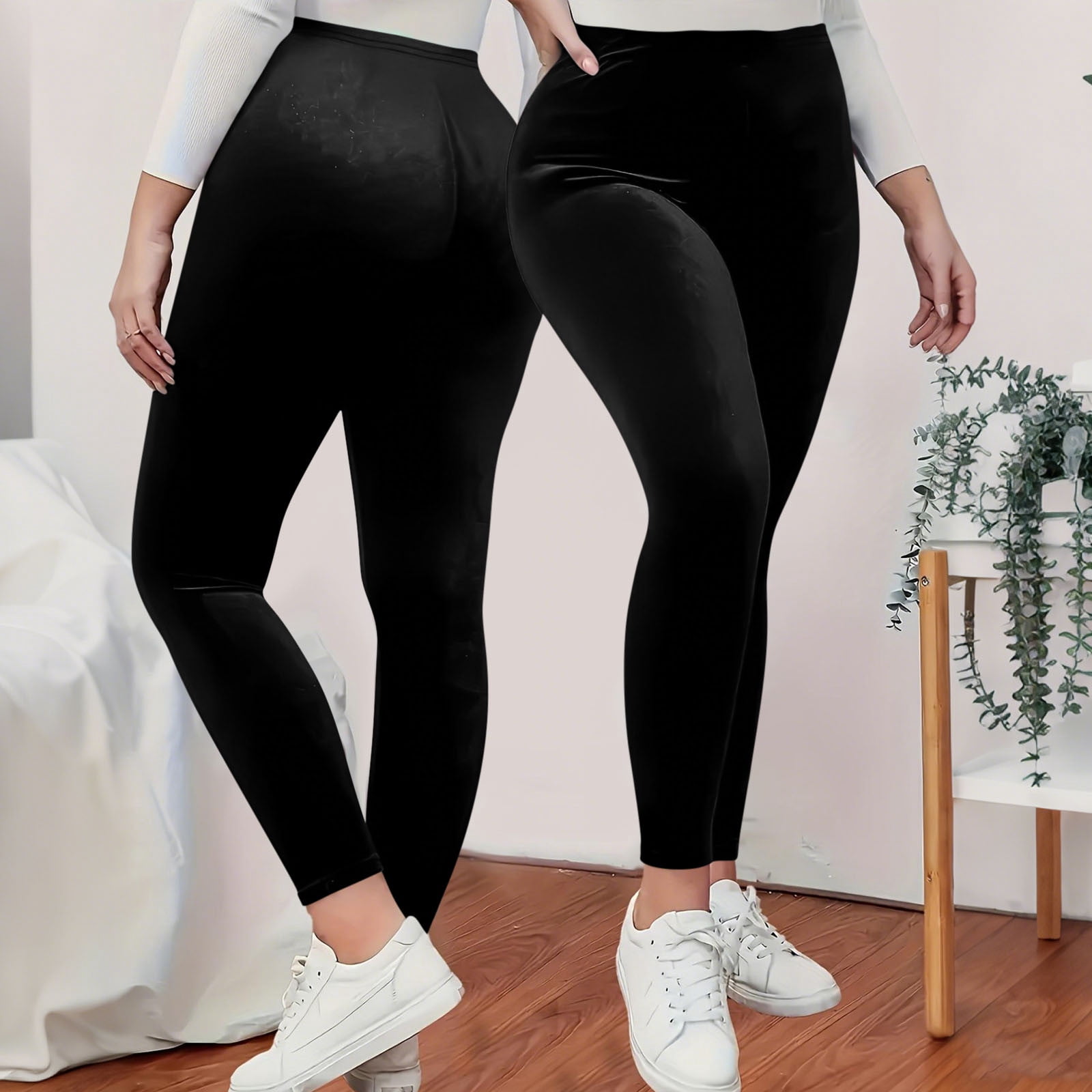 Velvet Pants for Women Seamless Elastic Waistband Stretch Fit Butt ...