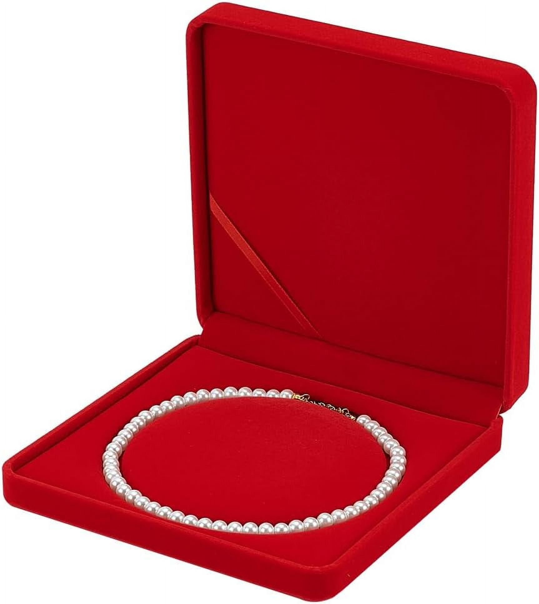 Velvet Pearl Necklace Storage Gift Boxes Square Cerise 19x19x4.1cm ...