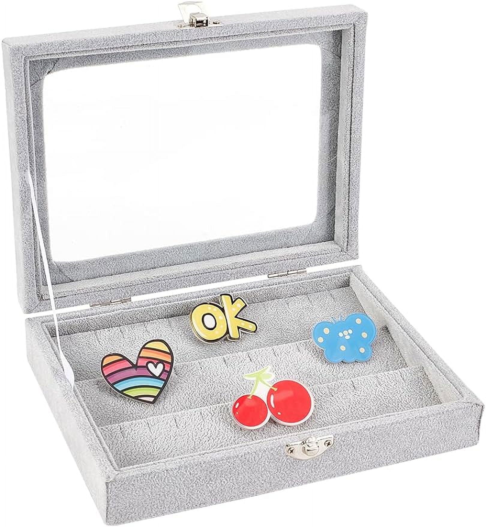 Velvet Pin Display Case 6x8x2 Inch Light Grey Pin Collection Display ...