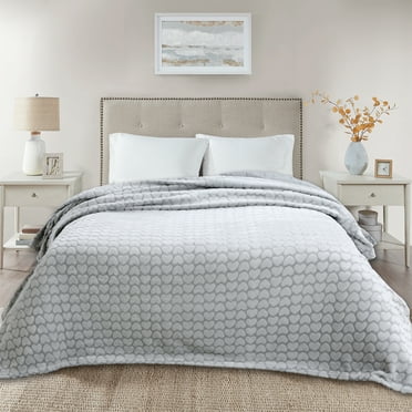 Harper Lane Velvet Plush Blanket Grey Full/Queen 86x86 Soft Comfort ...