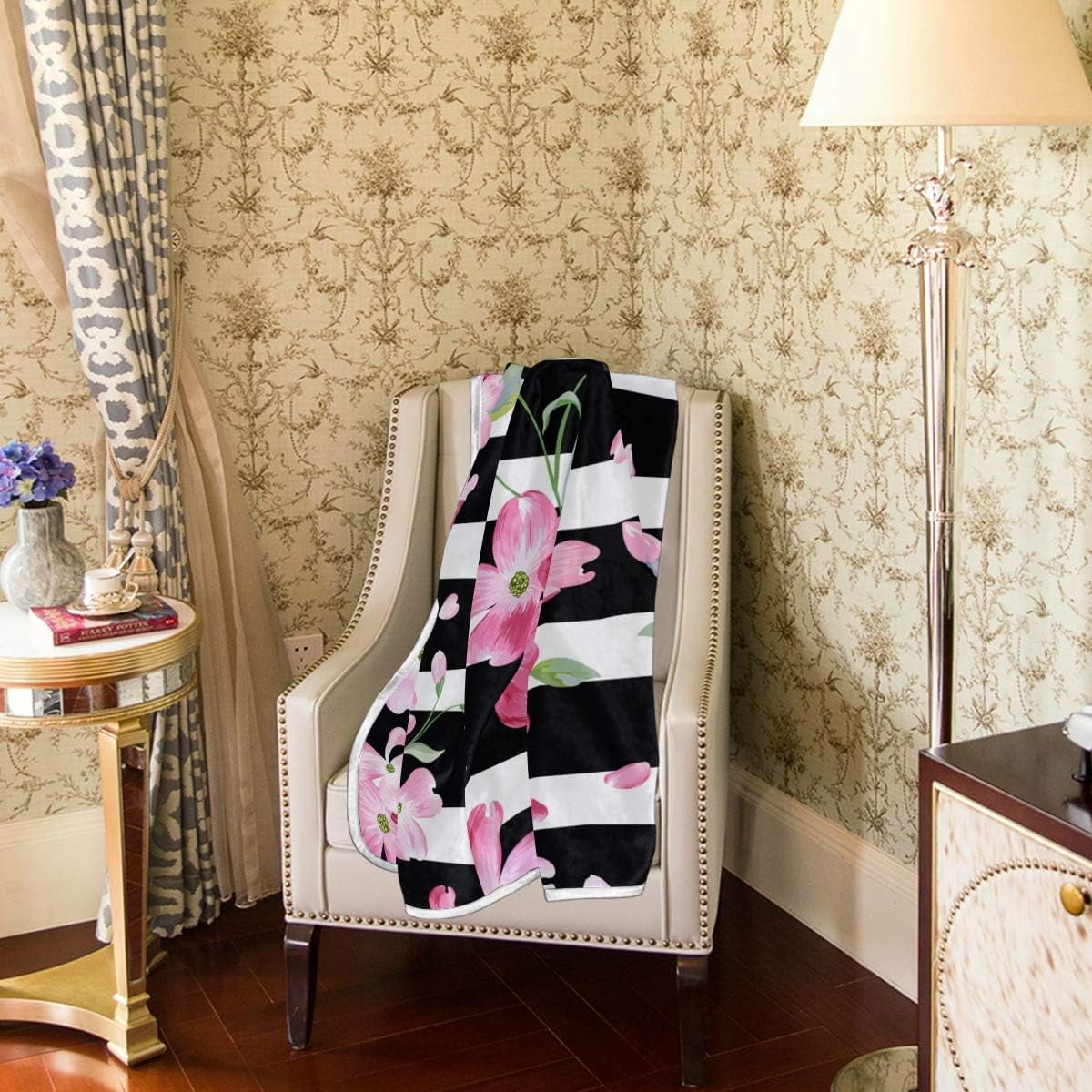 Velvet Plush Throw Thermal Blanket - 4x5FT - Blooming Flowers Printed ...