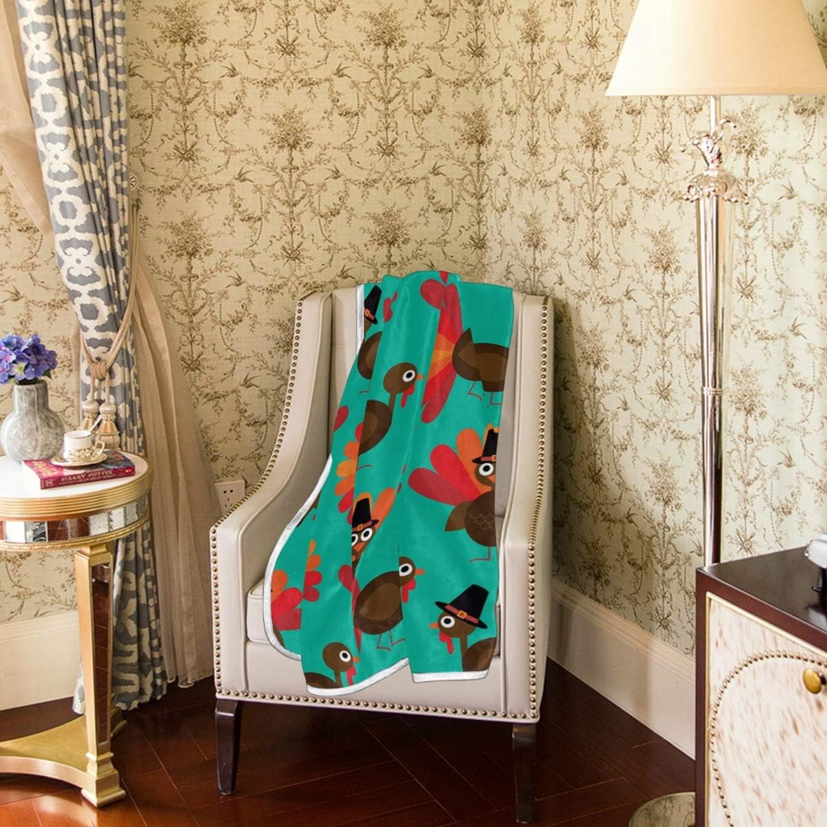 Velvet Plush Throw Thermal Blanket - 4x5FT - Cute Thanksgiving Turkey ...